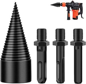 cdiytool splitting wood cone drill bit, heavy duty drill screw cone driver-log splitter screw cone kindling firewood splitter for household electric drill (32/42mm, drill bit set)