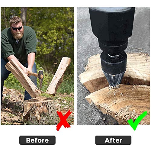 CDIYTOOL Splitting Wood Cone Drill Bit, Heavy Duty Drill Screw Cone Driver-Log Splitter Screw Cone Kindling Firewood Splitter for Household Electric Drill (32/42mm, Drill Bit Set)