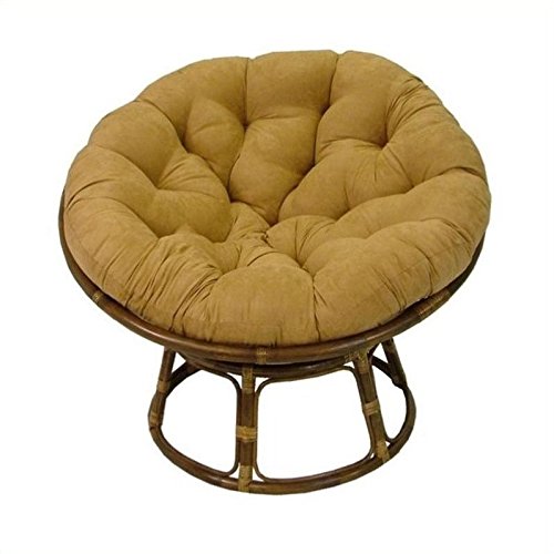 International Caravan Furniture Piece Rattan 42-Inch Papasan Chair with Micro Suede Cushion