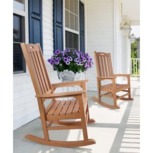 EFURDEN Extra Oversize Rocking Chair, High Backrest, All Weather and Heavy Duty Rocking Chair with 350lbs Capacity, Rocker for Outdoor and Indoor, Teak