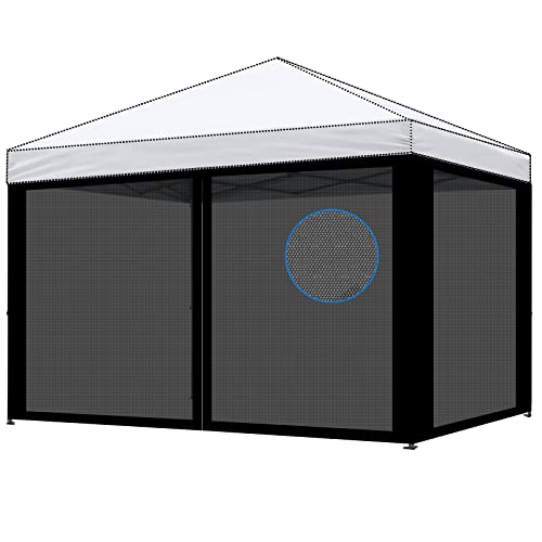 ONENESS Mesh Sidewall for 10x10 Pop Up Canopy - Straight Leg, 4 in 1 Panel Sunshade sidewalls with Velcro, Black, Only Sidewall No Frame