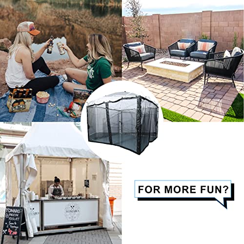 ONENESS Mesh Sidewall for 10x10 Pop Up Canopy - Straight Leg, 4 in 1 Panel Sunshade sidewalls with Velcro, Black, Only Sidewall No Frame