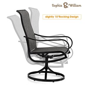 Sophia & William Patio Chairs Outdoor Swivel Dining Chairs Textilene Outdoor Furniture Chairs Set of 4 for Lawn Garden Backyard Weather Resistant-Black Frame