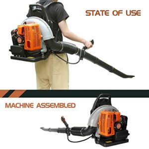 C-LARSS 1 Set Backpack Leaf Blower, 63cc 2-Cycle Gas 665 CFM 2800 RPM Handheld Leaf Blower, Leaf Blower Accessory Orange