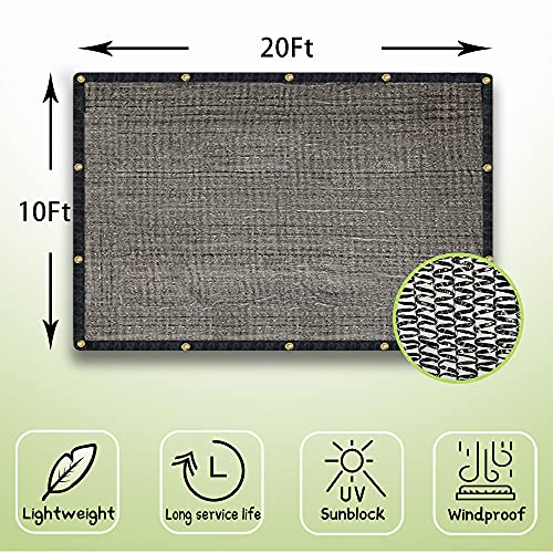 POYEE 40% 10ftx20ft Black Shade Cloth Taped Edge with Brass Grommets Garden Sun Shade UV Resistant Sunblock Shade Net for Outdoor Plants Vegetables Greenhouse