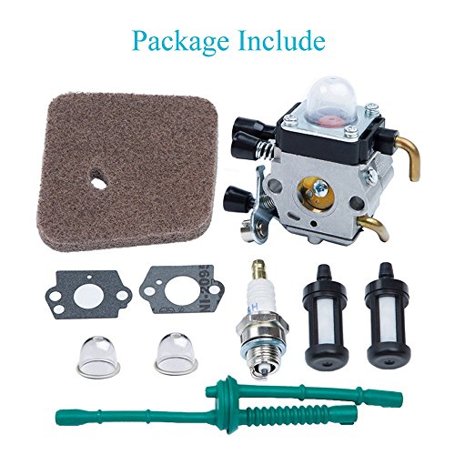 HOODELL Adjustable FS55 Carburetor, Easy-Start FS 55 Carb with Rebuild Kit, Premium FS55R FS45 Carburetor for ZAMA STIHL String Hedge Trimmer Weed Eater Parts with Fuel Line Kit