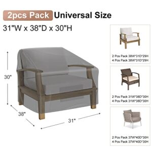 Patio Chair Covers Waterproof, Mrrihand Lounge Deep Seat Cover, Heavy Duty Outdoor Lawn Patio Furniture Covers (31" W x 38" D x 30" H - 2 Pack)