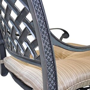 Nassau Outdoor Patio 4 Swivel Barstools 30" High Cast Aluminum Dark Bronze, Walnut Cushions