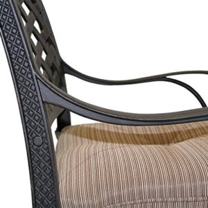 Nassau Outdoor Patio 4 Swivel Barstools 30" High Cast Aluminum Dark Bronze, Walnut Cushions