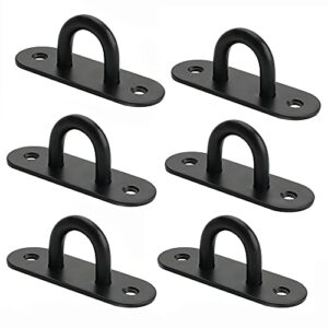 sayayo 6 pcs pad eye plate hooks u ceiling hook for hanging plants outdoor lights swing suspension marine hardware staple hook loop with screws stainless steel wall mount (black)