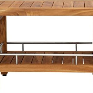 AquaTeak Patented 30" Spa Teak & Stainless Shower Bench with Shelf