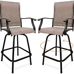 BANIROMAY Swivel Bar Stools All-Weather Patio Furniture, 2 Pack Textilene Patio Bar Chairs with Metal Frame, for Bistro Lawn, Garden, Backyard