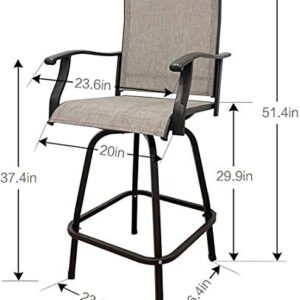 BANIROMAY Swivel Bar Stools All-Weather Patio Furniture, 2 Pack Textilene Patio Bar Chairs with Metal Frame, for Bistro Lawn, Garden, Backyard