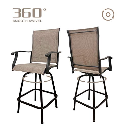 BANIROMAY Swivel Bar Stools All-Weather Patio Furniture, 2 Pack Textilene Patio Bar Chairs with Metal Frame, for Bistro Lawn, Garden, Backyard