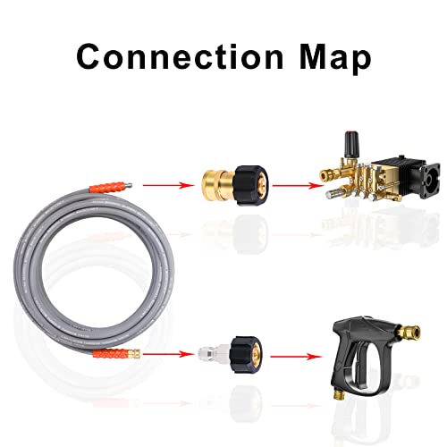 Heliwoo Pressure Washer Adapter Set, M22 14mm to 3/8 inch Quick Connect and Disconnect Fitting, 4500PSI Pressure Washer Hose/Gun Thread Kit