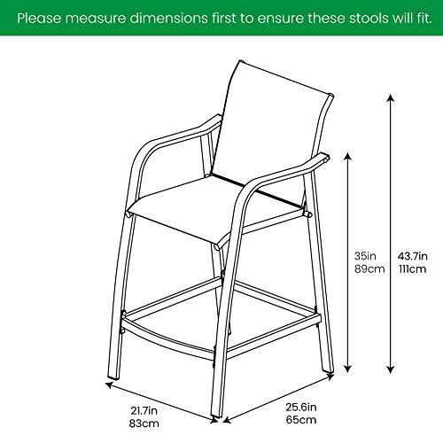 Crestlive Products Aluminum Patio Bar Stools Outdoor Wicker Bar Chairs, All Weather Backyard Furniture in Antique Brown Finish for Pool, Garden, Deck, Indoor, 2 PCS Set (Brown)