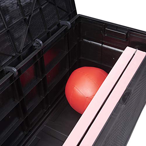 HYD-Parts Outdoor Deck Box Waterproof, Patio Storage Bench 120 Gallon, Resin Storage Container for Patio Cushions and Gardening Tool