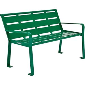 global industrial 4′ horizontal steel slat outdoor park bench with back, green