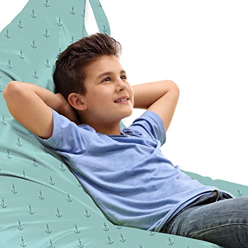 Ambesonne Nautical Lounger Chair Bag, Sea Ocean Theme Repetitive Anchors Pattern in Aquatic Tones, High Capacity Storage with Handle Container, Lounger Size, Pale Seafoam Pale Teal