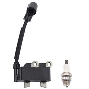 hipa 291337001 ignition coil for ryobi ry251ph ry252cs ry253ss ry254bc 25cc 25.4cc string trimmer + spark plug