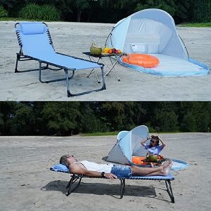 #WEJOY 2 Pack Outdoor Folding Camping Chaise Lounge Chair Portable Beach Lounge Chair Outdoor Folding Lounge Chairs Sets of 2 Adjustable 4-Position with Pillow, Patio, Lawn, Beach, Pool, Sunbath, Blue