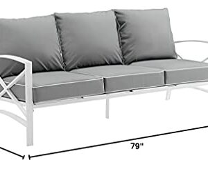 Crosley Furniture KO60027WH-GY Kaplan Outdoor Metal Sofa, White with Gray Cushions