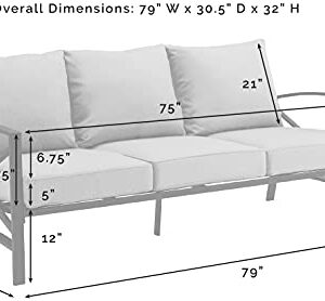 Crosley Furniture KO60027WH-GY Kaplan Outdoor Metal Sofa, White with Gray Cushions