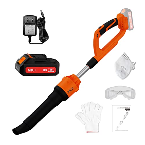 MIUI Leaf Blower - Cordless with Battery and Charger, Electric Cordless Leaf Blower 6 Speed Mode, Battery Powered Handheld Blowers for Lawn Care, Patio, Blowing Leaves and Snow