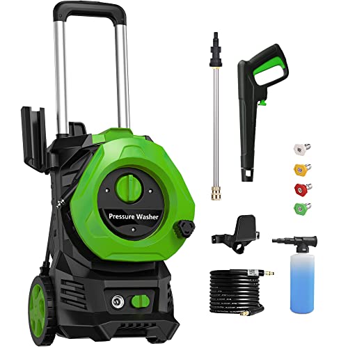 Electric Pressure Washer-3900PSI Max 2.6GPM Electric Power Washer Power Washers Electric Powered,4 Quick Connect nozzles, 25FT Hose, soap Tank car Wash Machine/Car/Driveway/Patio/Pool Clean Green