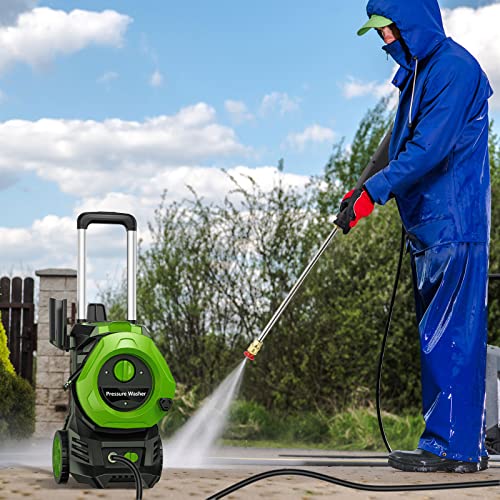 Electric Pressure Washer-3900PSI Max 2.6GPM Electric Power Washer Power Washers Electric Powered,4 Quick Connect nozzles, 25FT Hose, soap Tank car Wash Machine/Car/Driveway/Patio/Pool Clean Green