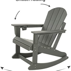 Adirondack Rocking Chair Outdoor Patio Rocker Adirondack Chairs HDPE Plastic Weather Resistant Lawn Chair for Porch Balcony Garden Beach Backyard Grey