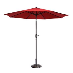 villacera 9-foot patio umbrella – easy crank outdoor table umbrella with steel ribs and aluminum pole for deck, porch, backyard, or pool (red)