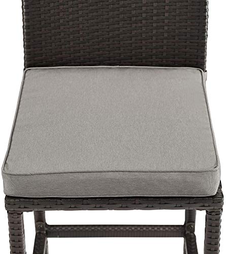 Crosley Furniture KO70143BR-GY Palm Harbor Deluxe Wicker Bar Stool with Cusion, Brown, Set of 2