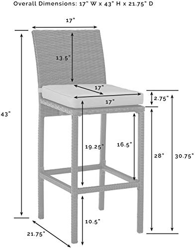 Crosley Furniture KO70143BR-GY Palm Harbor Deluxe Wicker Bar Stool with Cusion, Brown, Set of 2