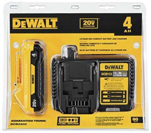 dewalt 20v max* battery, compact starter kit, 4.0-ah (dcb240c)