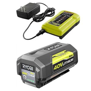 ryobi 40v battery and charger kit 4.0 ah lithium-ion battery set oem op4040 + op404 (renewed)