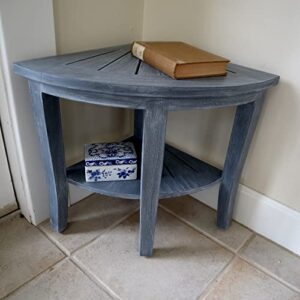 Redmon Genuine Teak Corner Bench, Weathered Grey