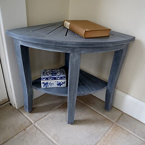 Redmon Genuine Teak Corner Bench, Weathered Grey