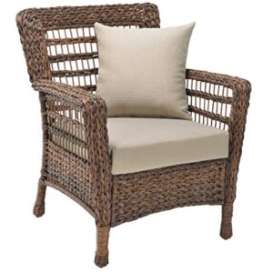 W Unlimited Modern Concept Faux Sea Grass Resin Rattan Patio Chair, Dark Brown