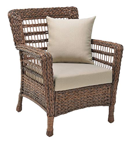 W Unlimited Modern Concept Faux Sea Grass Resin Rattan Patio Chair, Dark Brown