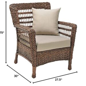 W Unlimited Modern Concept Faux Sea Grass Resin Rattan Patio Chair, Dark Brown