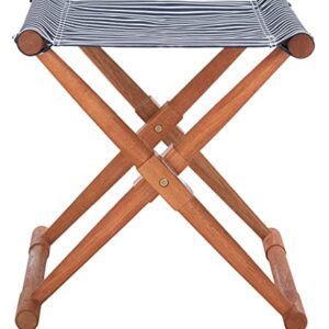 Safavieh PAT7053C-SET2 Outdoor Breanne Natural and Navy Striped (Set of 2) Stool