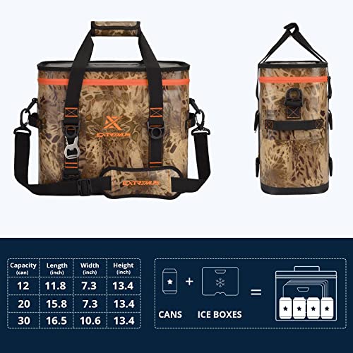 Extremus Rendu Soft Cooler, 30Cans/38L Insulated Cooler Bag, Portable and Waterproof Beach Cooler with 100% Leakproof Zipper, Large Capacity for Fishing, Kayaking, Camping, Beaches & Trips