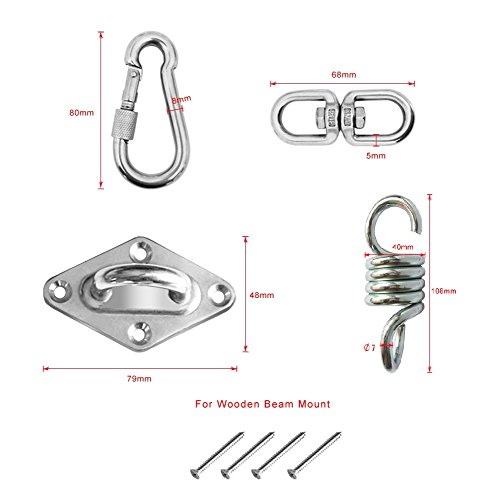 BigTron Hammock Hanging Kit, Swivel Hook, Stainless Steel 600lb Capacity, Perfect for Hammocks, Chairs, Beds, Baskets, Furniture, Swings Outdoor/Indoor