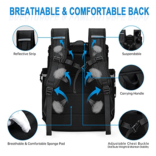 Backpack Coolers Insulated Leak Proof, 45 Cans Beach Cooler Backpack Large Capacity, Lightweight Ice Chest Backpack, Waterproof Soft Cooler Bag Lunch Backpack for Men Women Camping Hiking (Black)