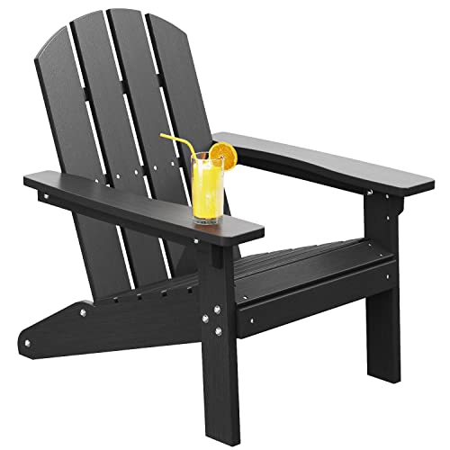 Greesum Outdoor Painted Adirondack Chair for Patio Garden, Backyard Deck, Fire Pit & Lawn, Black