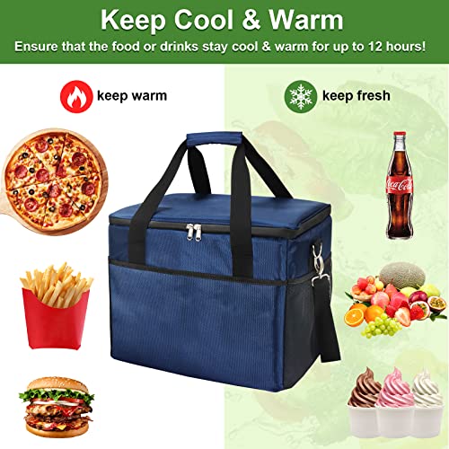 CGBE Collapsible Cooler Bag Insulated Large Lunch Bag Leakproof Thicken Cooler Bag Portable for Camping, Picnic & Beach, Grocery Shopping (48 Can, 37L)