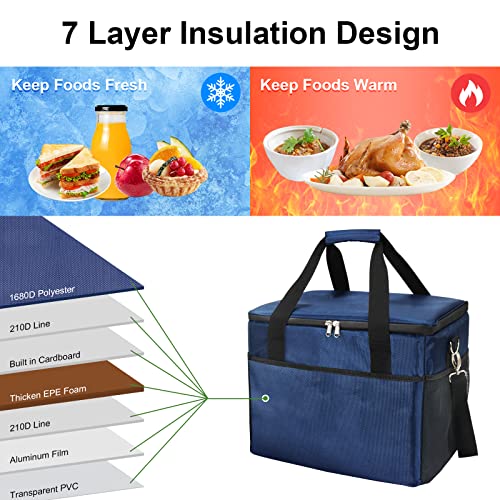 CGBE Collapsible Cooler Bag Insulated Large Lunch Bag Leakproof Thicken Cooler Bag Portable for Camping, Picnic & Beach, Grocery Shopping (48 Can, 37L)