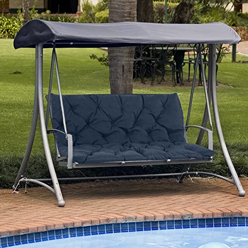 Swing Replacement Cushions with Backrest, Waterproof Bench Cushion for Outdoor Furniture 2-3 Seater Washable Swing Replacement Cushions, Overstuffed Swing Pad for Garden Patio (60x40 in, Navy Blue)