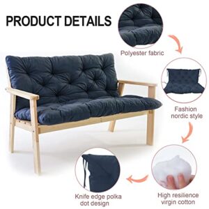 Swing Replacement Cushions with Backrest, Waterproof Bench Cushion for Outdoor Furniture 2-3 Seater Washable Swing Replacement Cushions, Overstuffed Swing Pad for Garden Patio (60x40 in, Navy Blue)